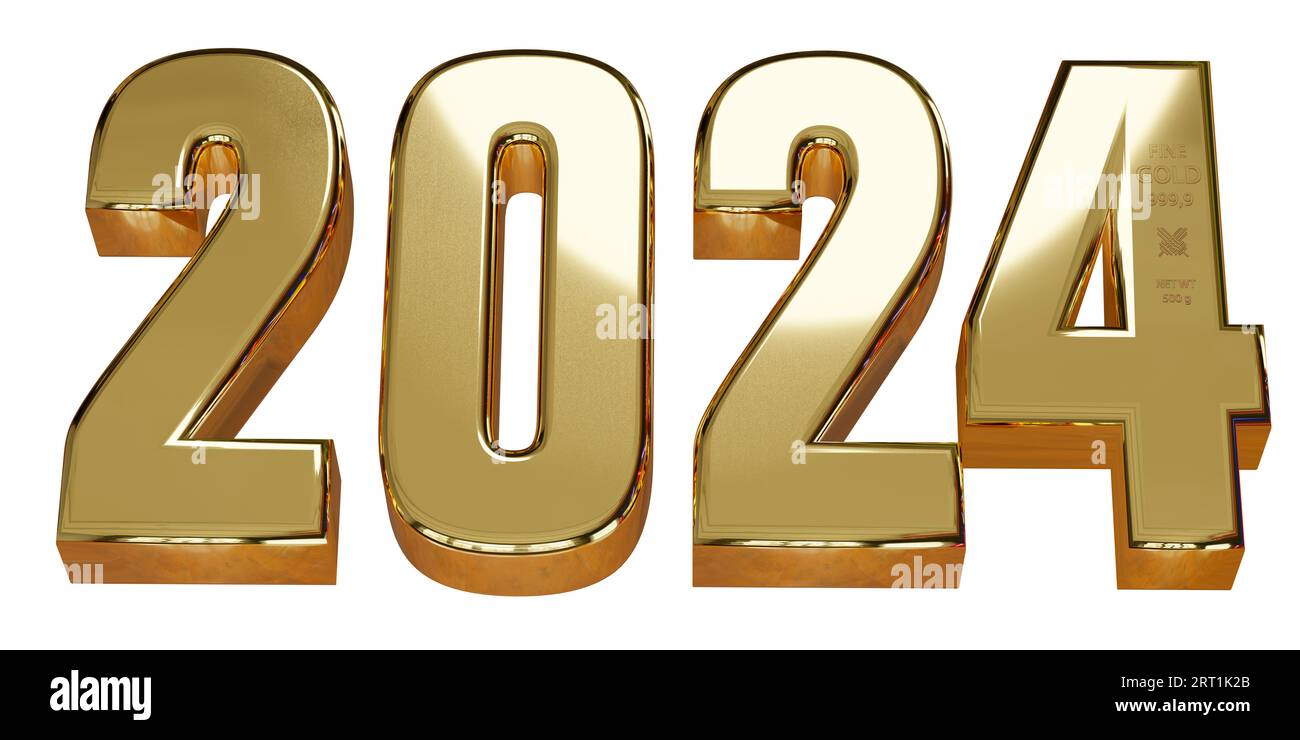Year 2024 as a gold bar Stock Photo - Alamy
