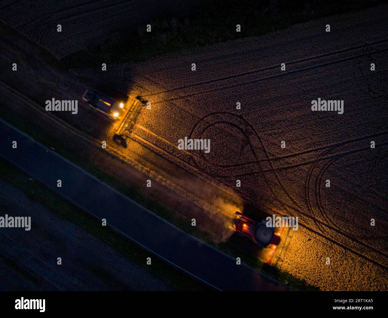A combine harvester harvests a grain forest. When it is harvest time ...