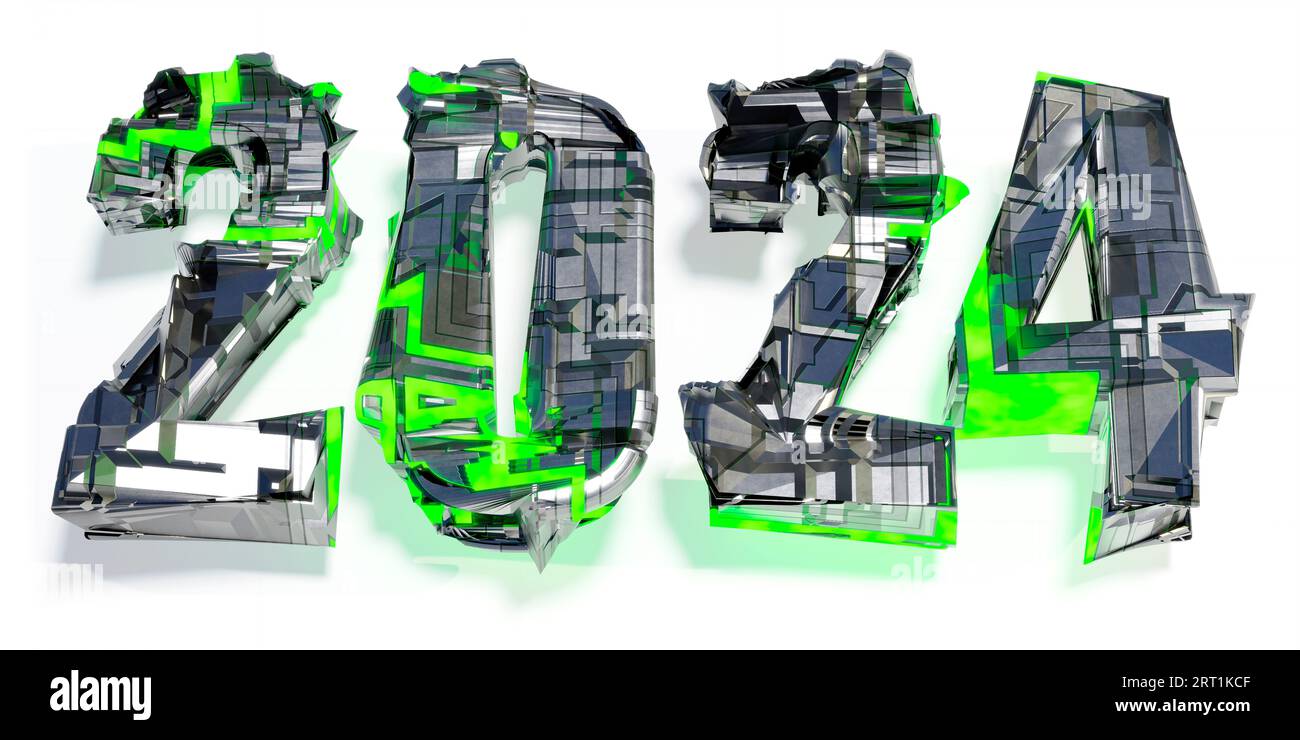 Year 2024 as a sci-fi spaceship surface Stock Photo - Alamy