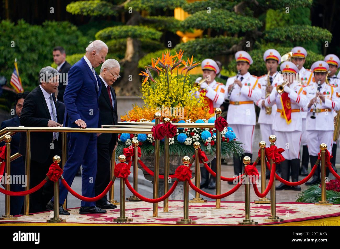 U.S. President Joe Biden participates in a welcome ceremony hosted by ...