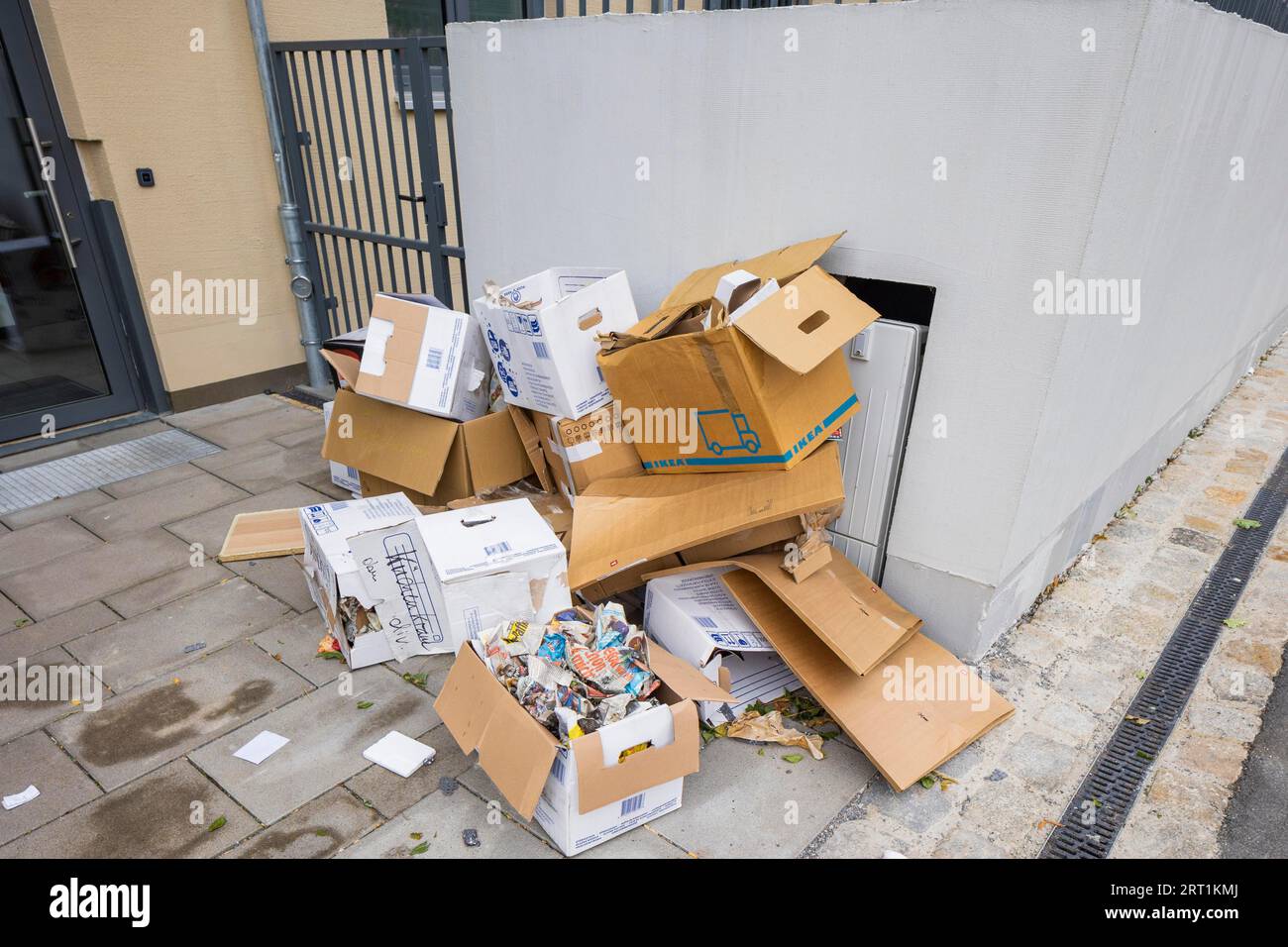 Cardboard boxes and waste paper pile up after moving into a new ...