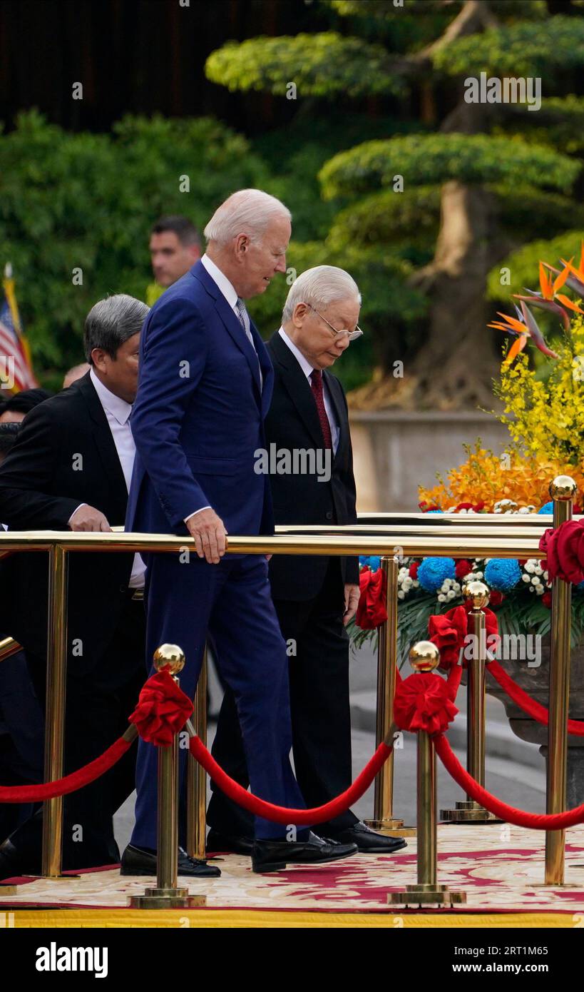U.S. President Joe Biden participates in a welcome ceremony hosted by ...