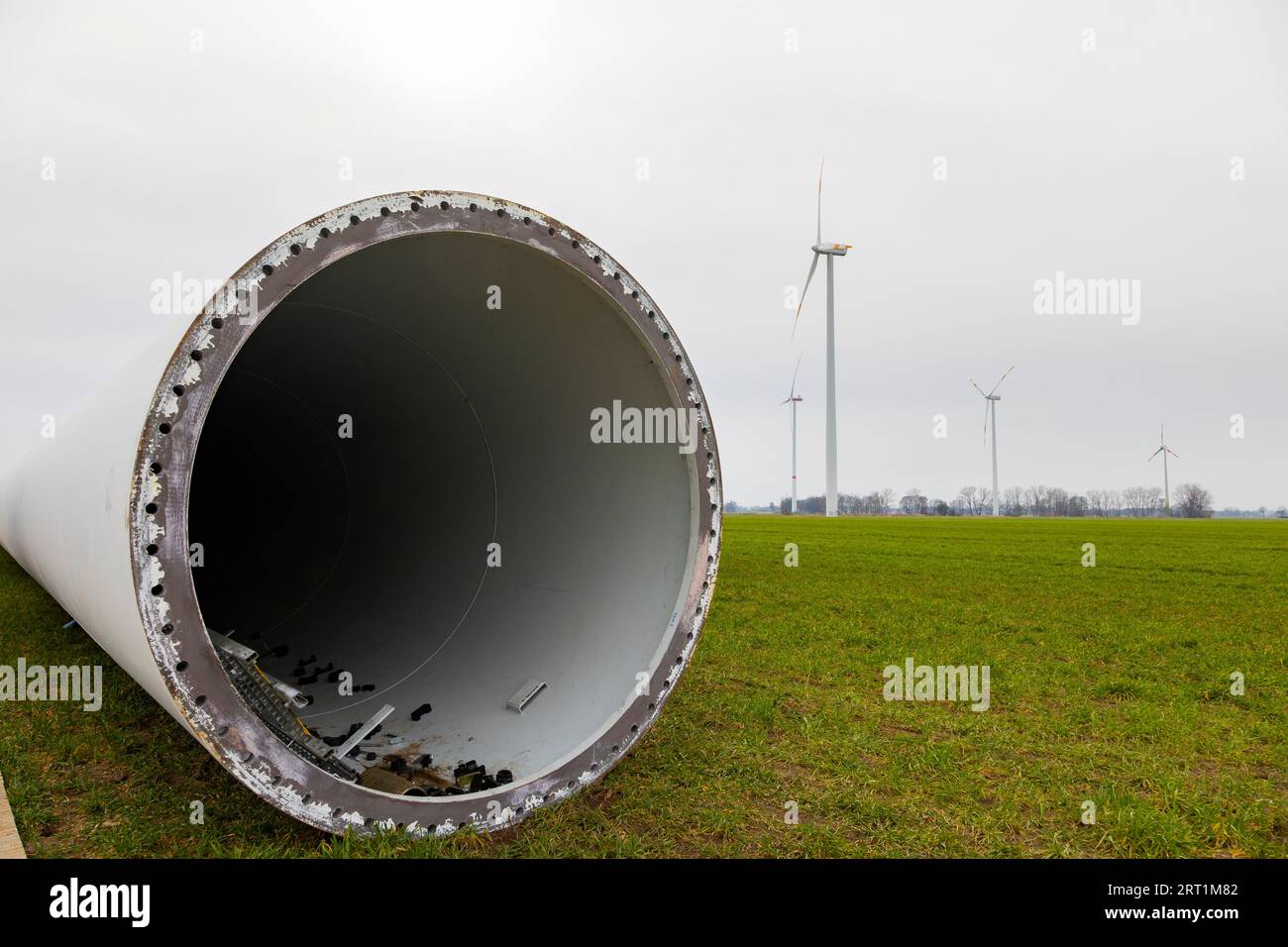 Dismantled old wind turbine at a wind farm near Elsterwerda in ...