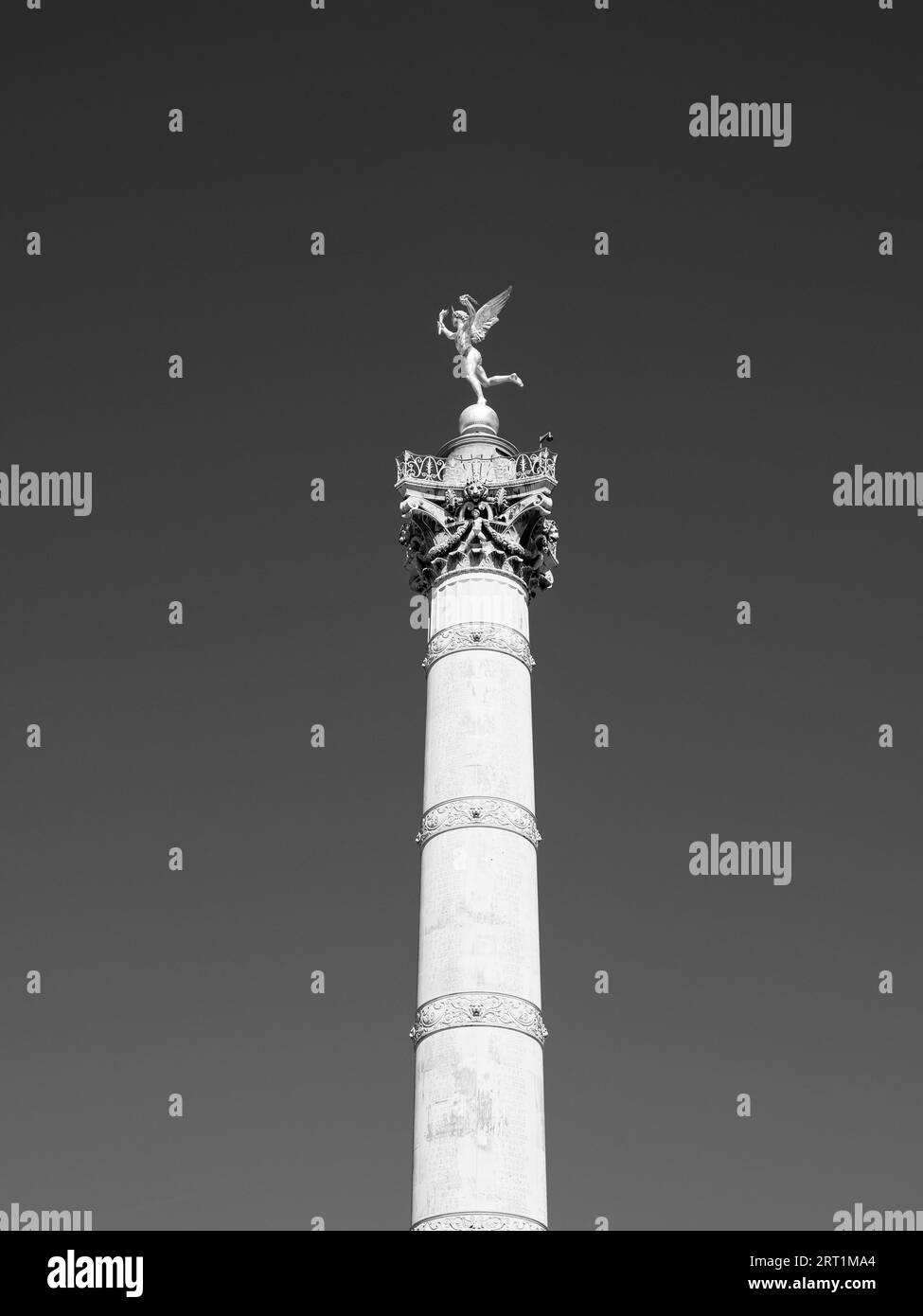 B&W Place de la Bastille, The July Column, Colonne de Juillet, Monument ...