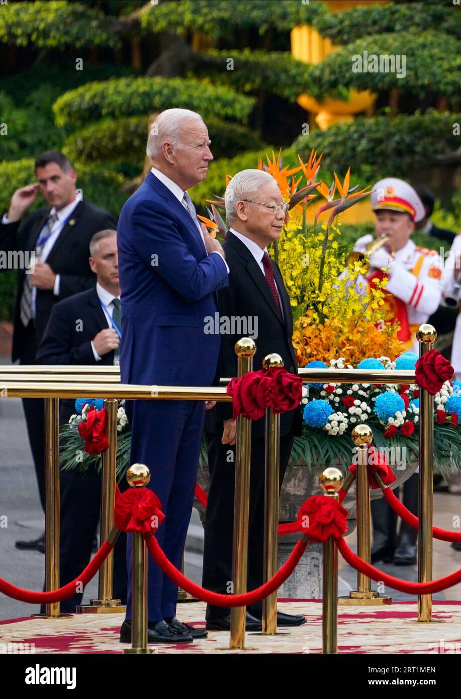 U.S. President Joe Biden participates in a welcome ceremony hosted by ...