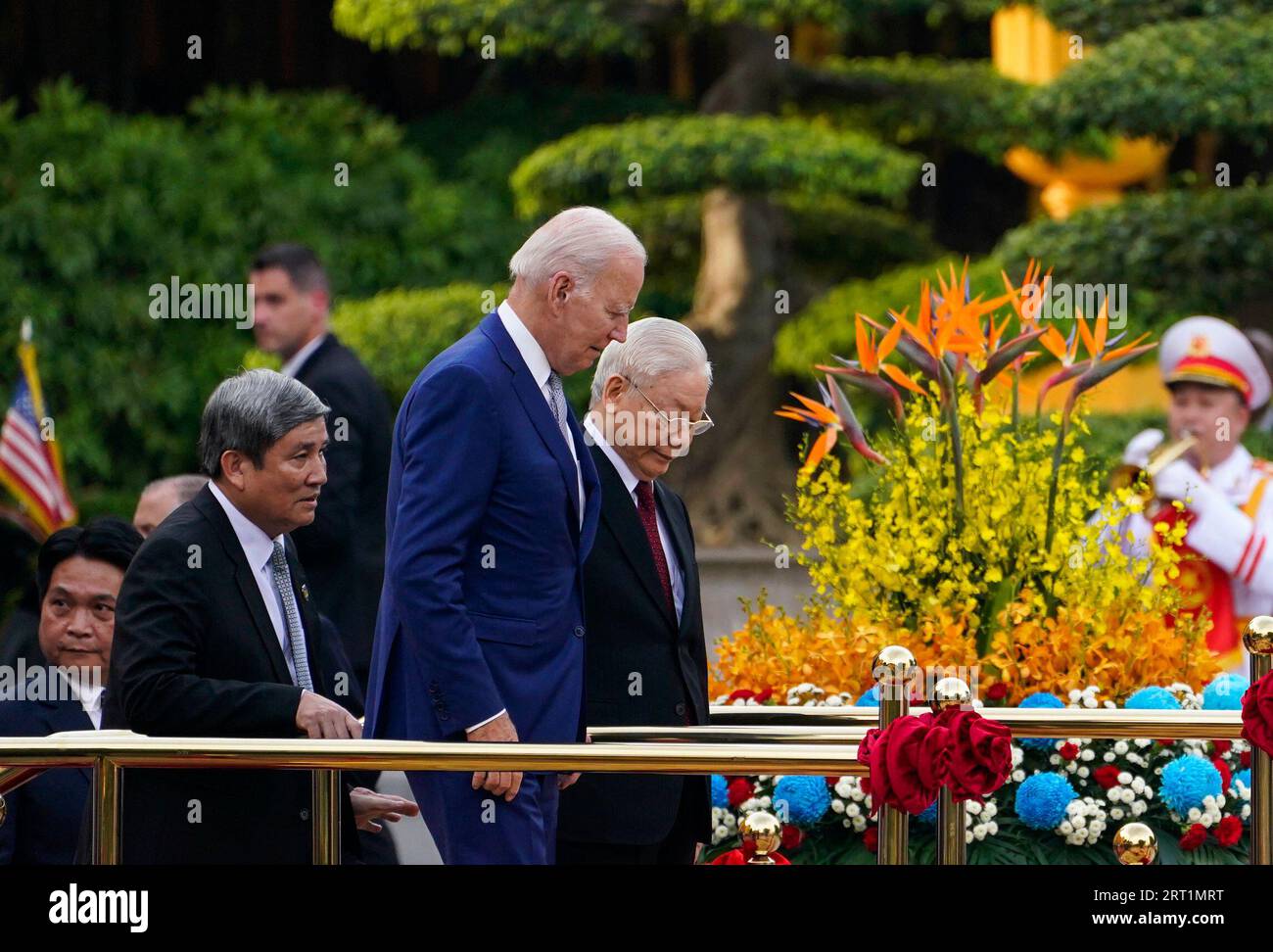 U.S. President Joe Biden participates in a welcome ceremony hosted by ...