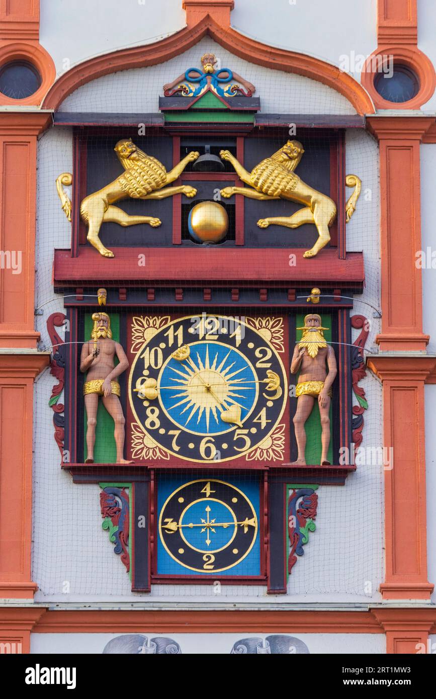 Old town hall with the textile museum. The art clock in the gable was ...