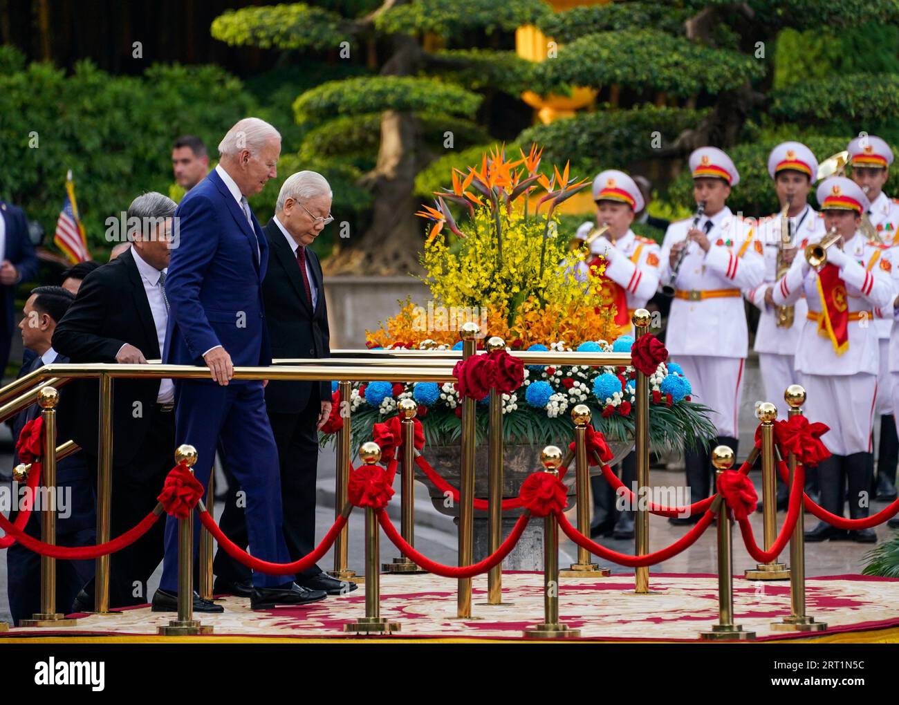 U.S. President Joe Biden participates in a welcome ceremony hosted by ...