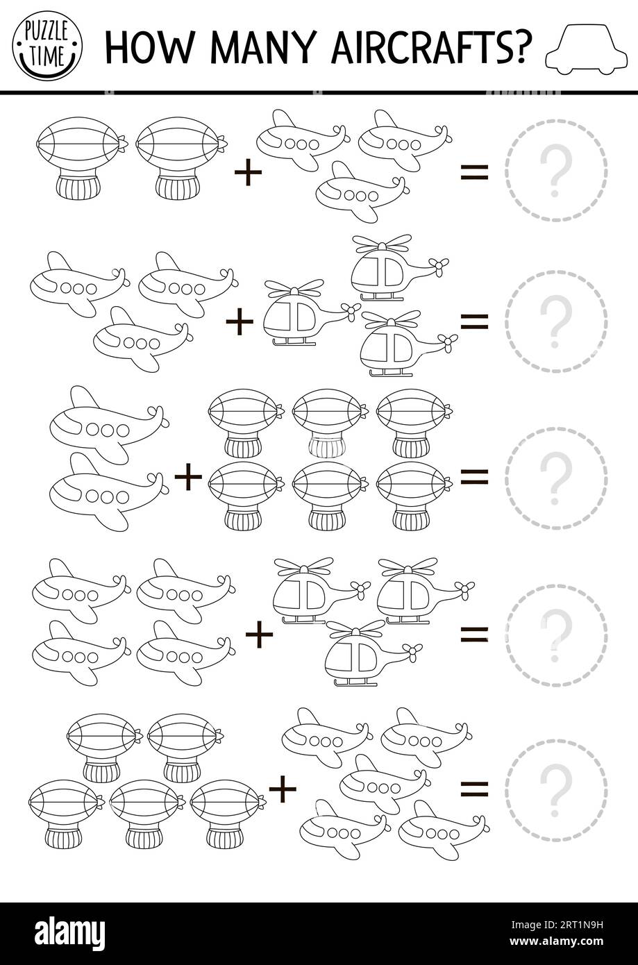 How many aircrafts black and white game. Air transportation line math ...