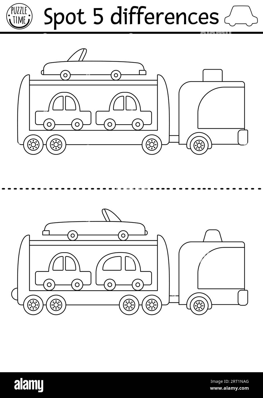 Find differences game for children. Transportation line educational ...
