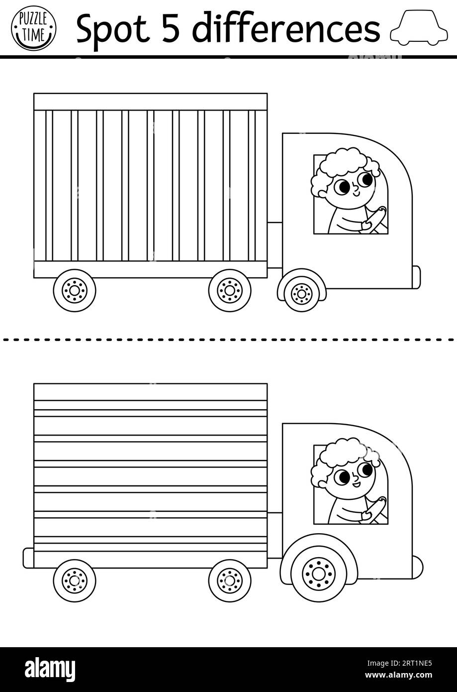 Find differences game for children. Transportation line educational ...