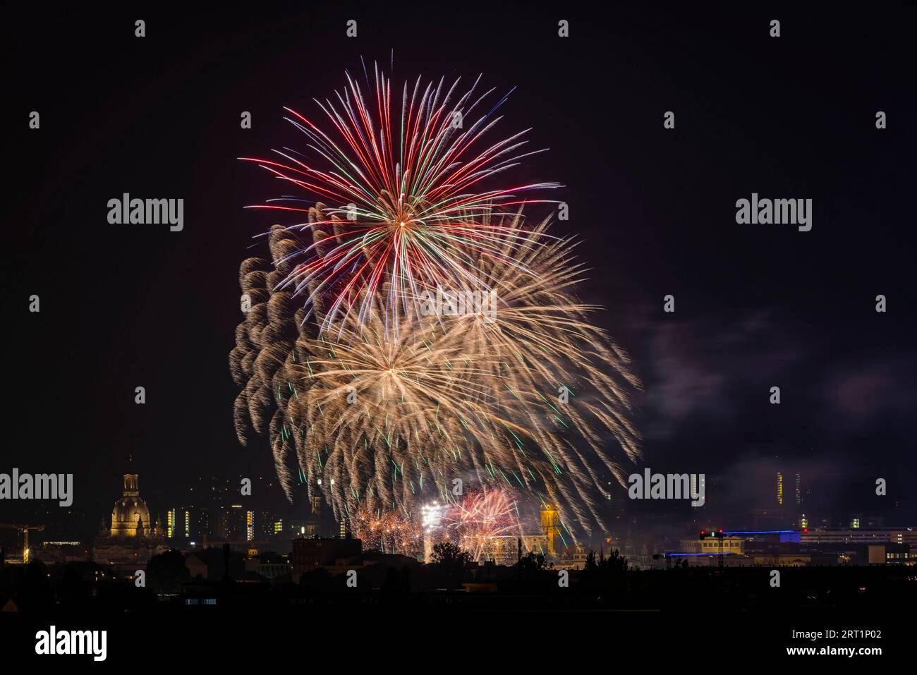 Grand finale fireworks display in the Old Town for the Dresden City ...