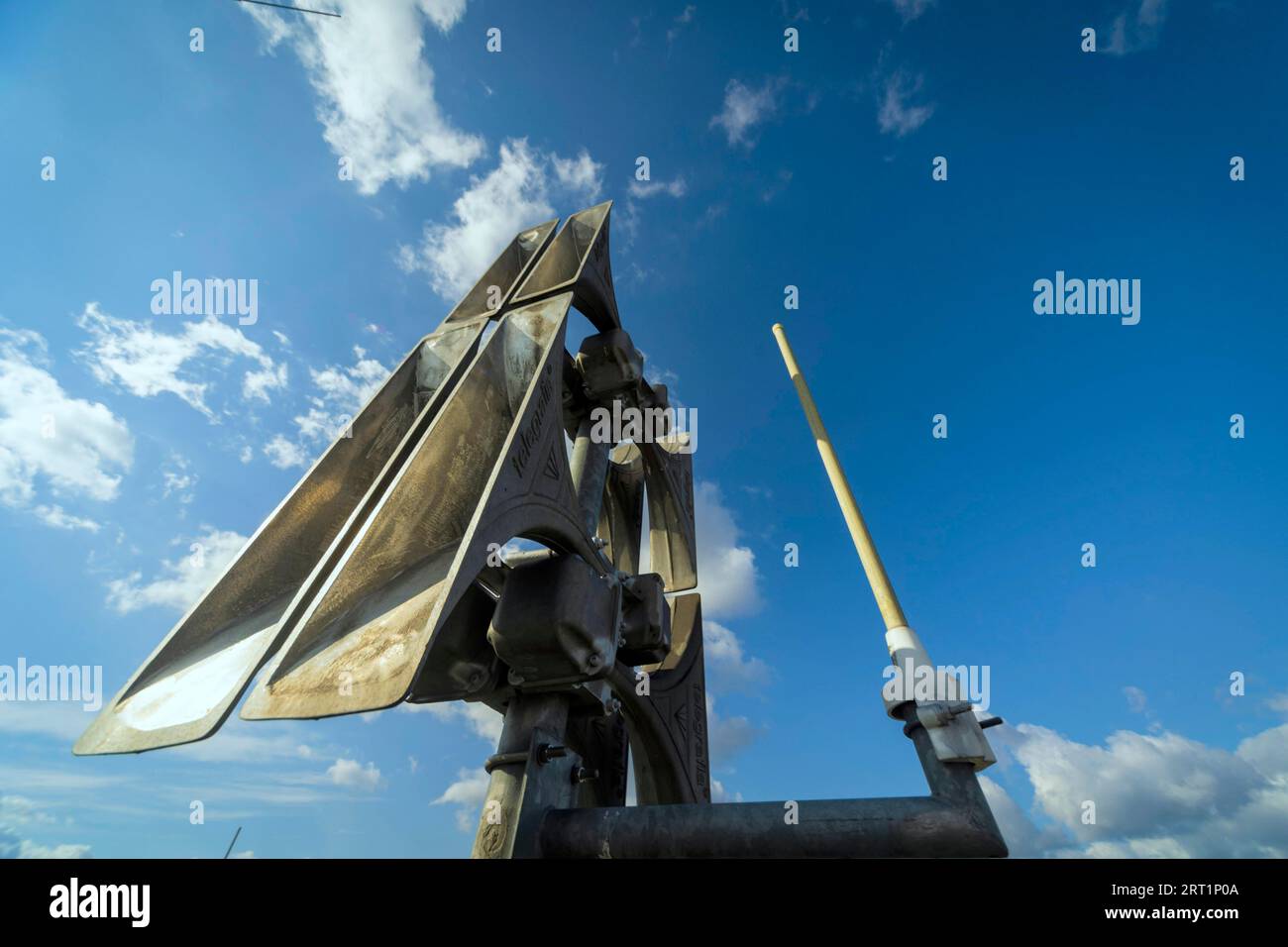 Siren system on a high-rise building in Dresden. It is used to warn the ...