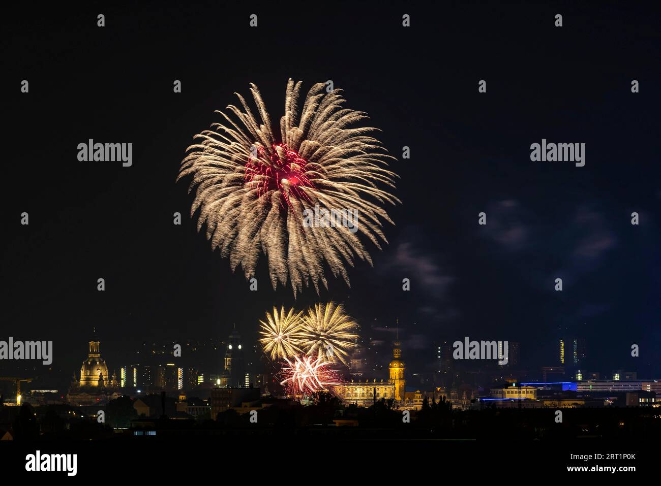 Grand finale fireworks display in the Old Town for the Dresden City ...