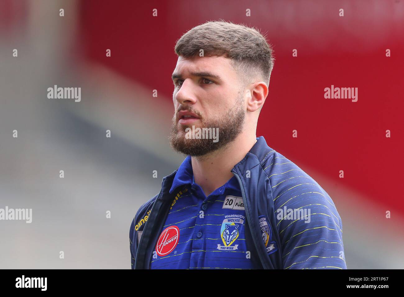 Connor Wrench #20 of Warrington Wolves arrives ahead of the Betfred ...