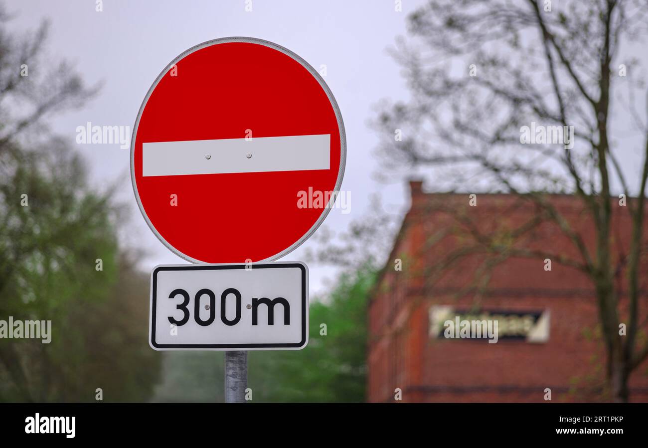 Traffic sign, prohibition of entry in 300 m Stock Photo - Alamy