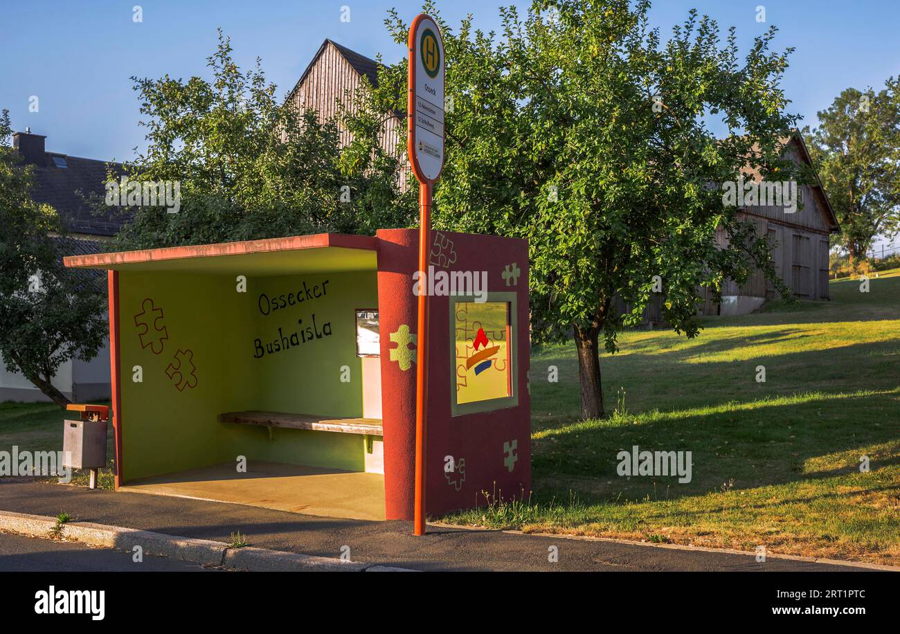 The bus stop in the village Stock Photo - Alamy