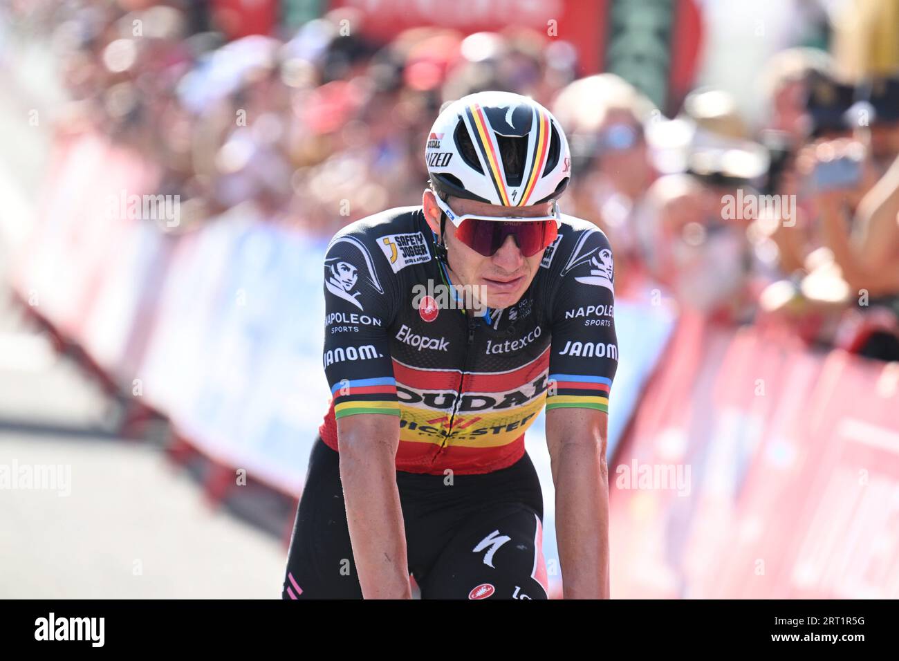 An emotional Remco Evenepoel after his stage win Stock Photo - Alamy