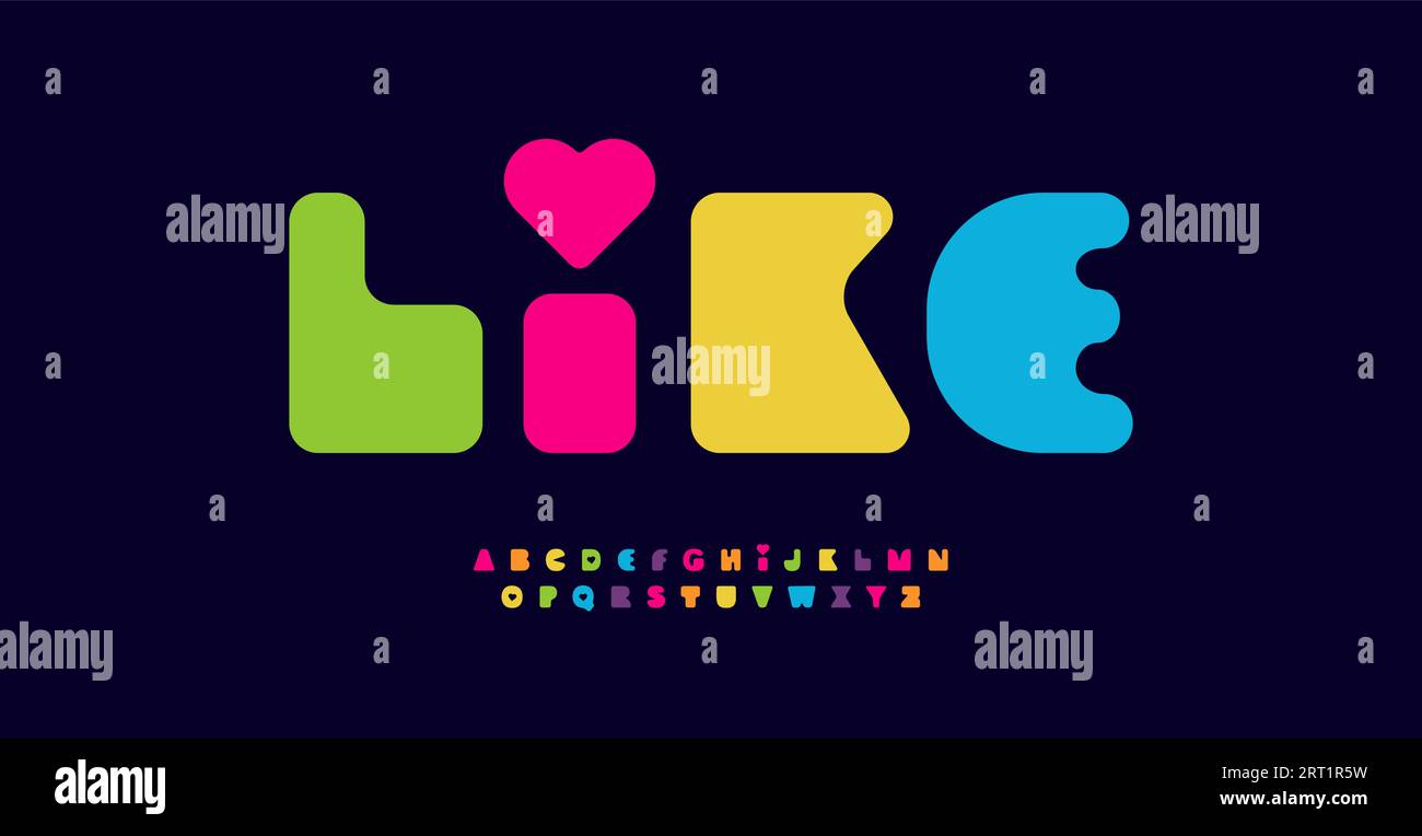 Bold rounded and brightly colored logo font. Playful smooth shapes of ...