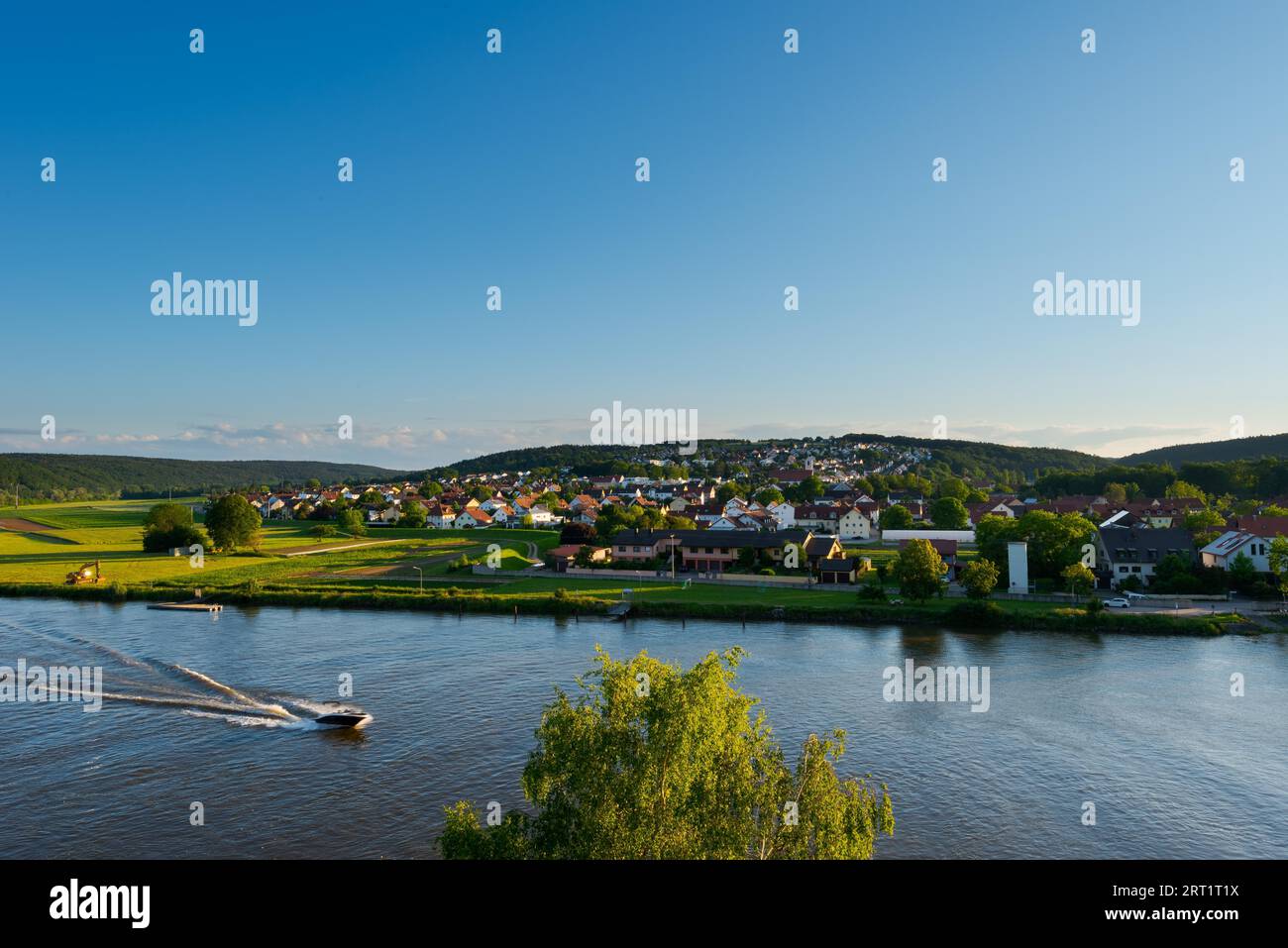 Overview of the bavarian village Sinzing near Regensburg with speed ...