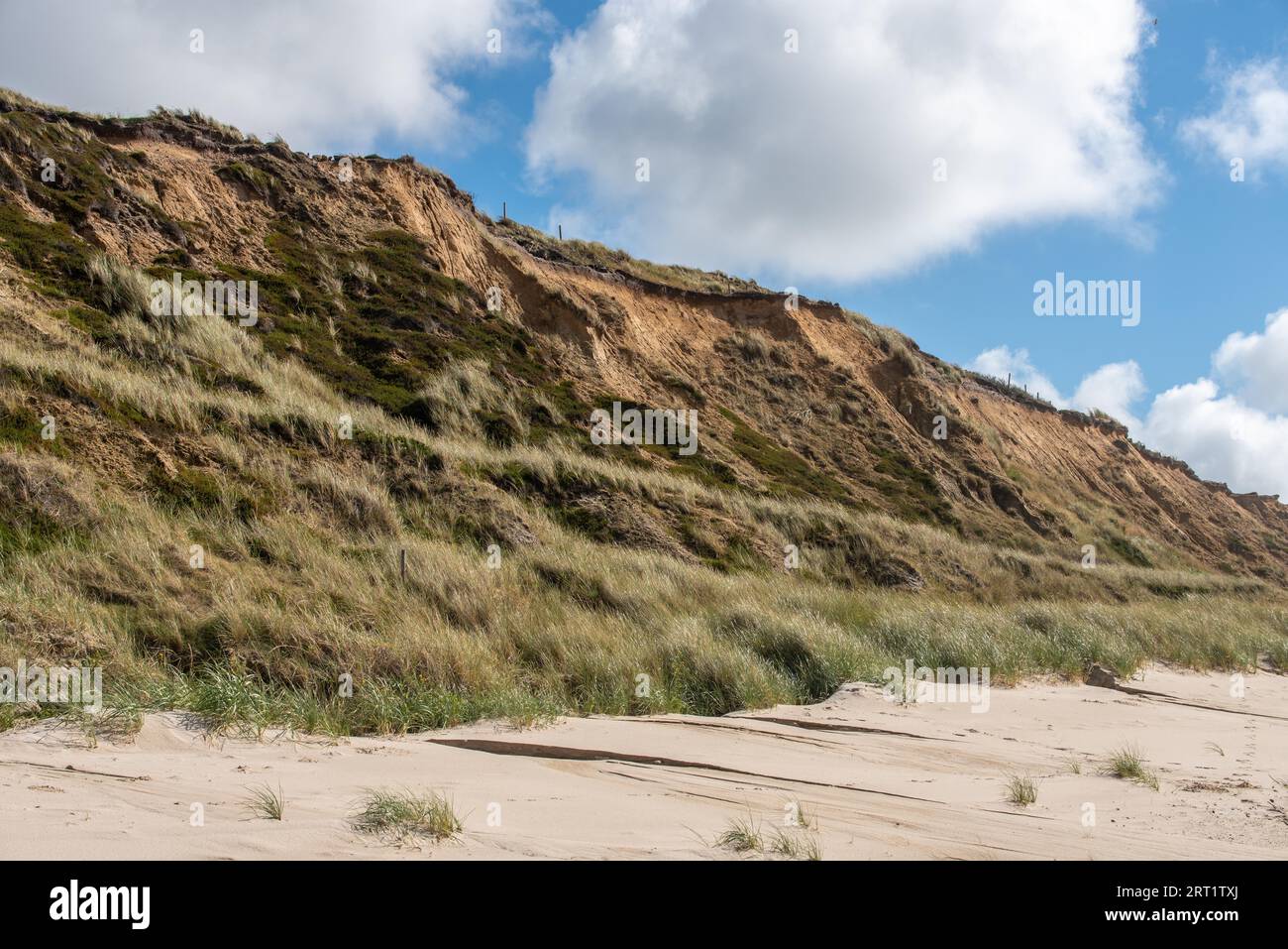 Coastal erosion at the red cliff of Kampen Stock Photo - Alamy