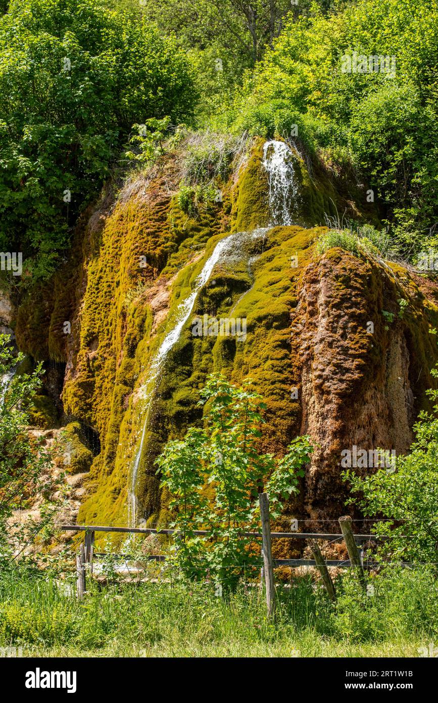 Carbonate sintered rock terraces of the Three Mills Waterfall Stock ...