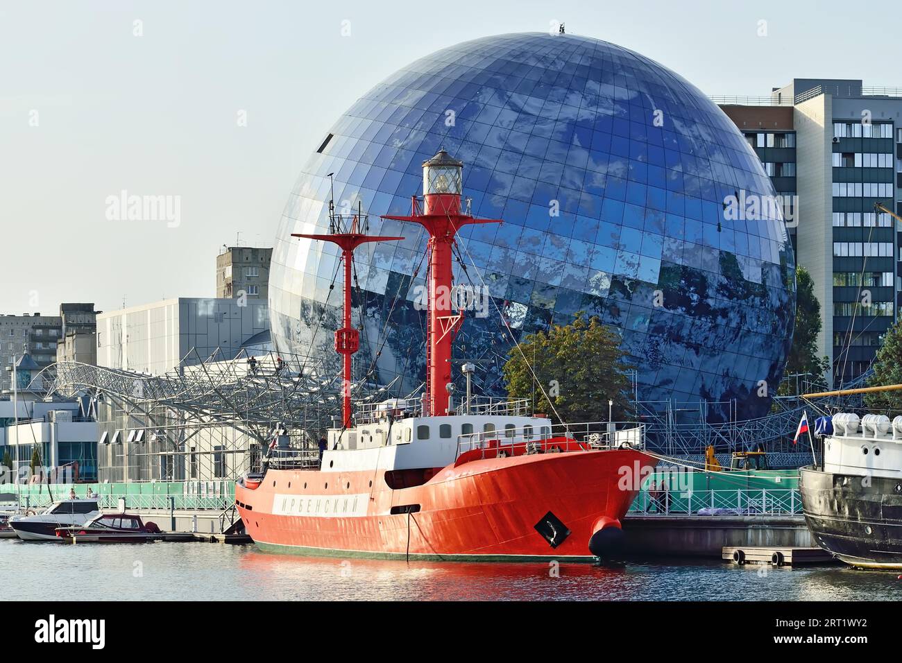 Kaliningrad, Russia, September 30, 2020: ship floating lighthouse ...