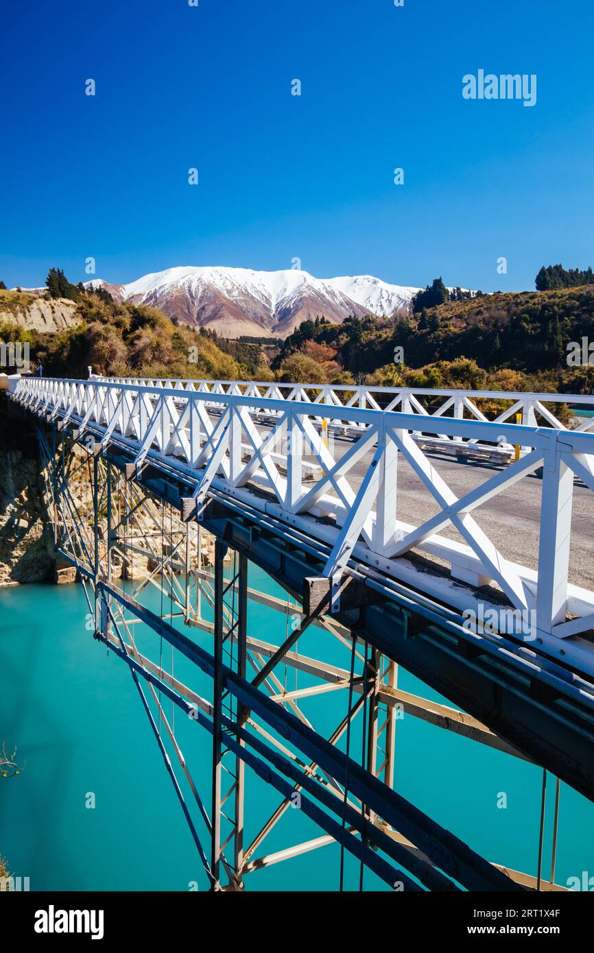 Rakaia Gorge on a clear spring day in Canterbury region of New Zealand ...