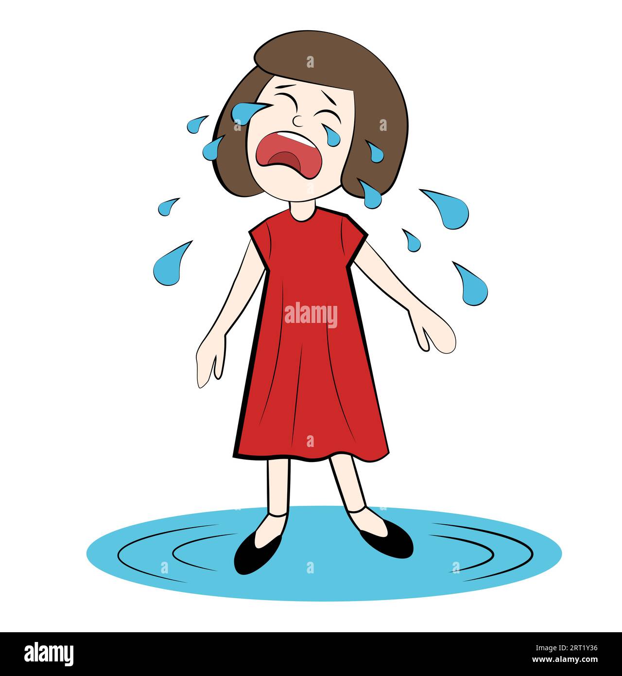 A woman is crying. Vector illustration on a white background Stock ...