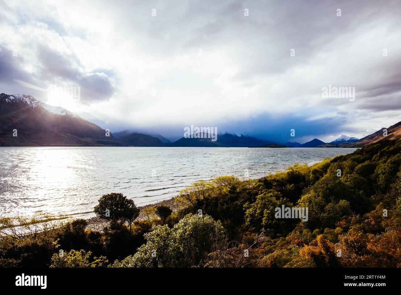 Lake Wakatipu and surrounding mountains, including Tooth Peaks from ...