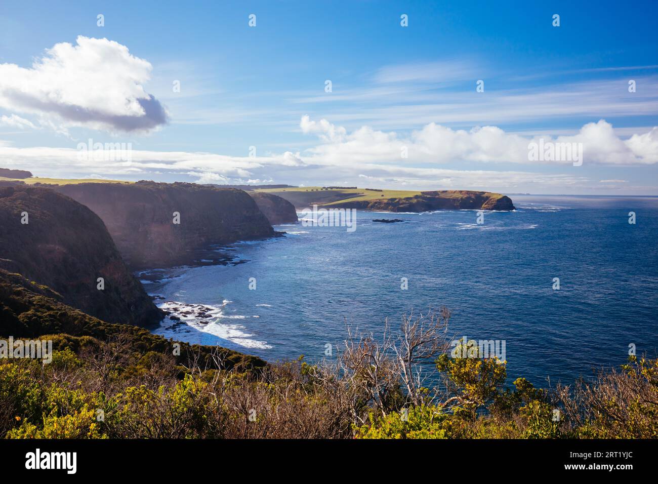 The view from Angel Cave lookout over Bushrangers Bay towards Phillip ...