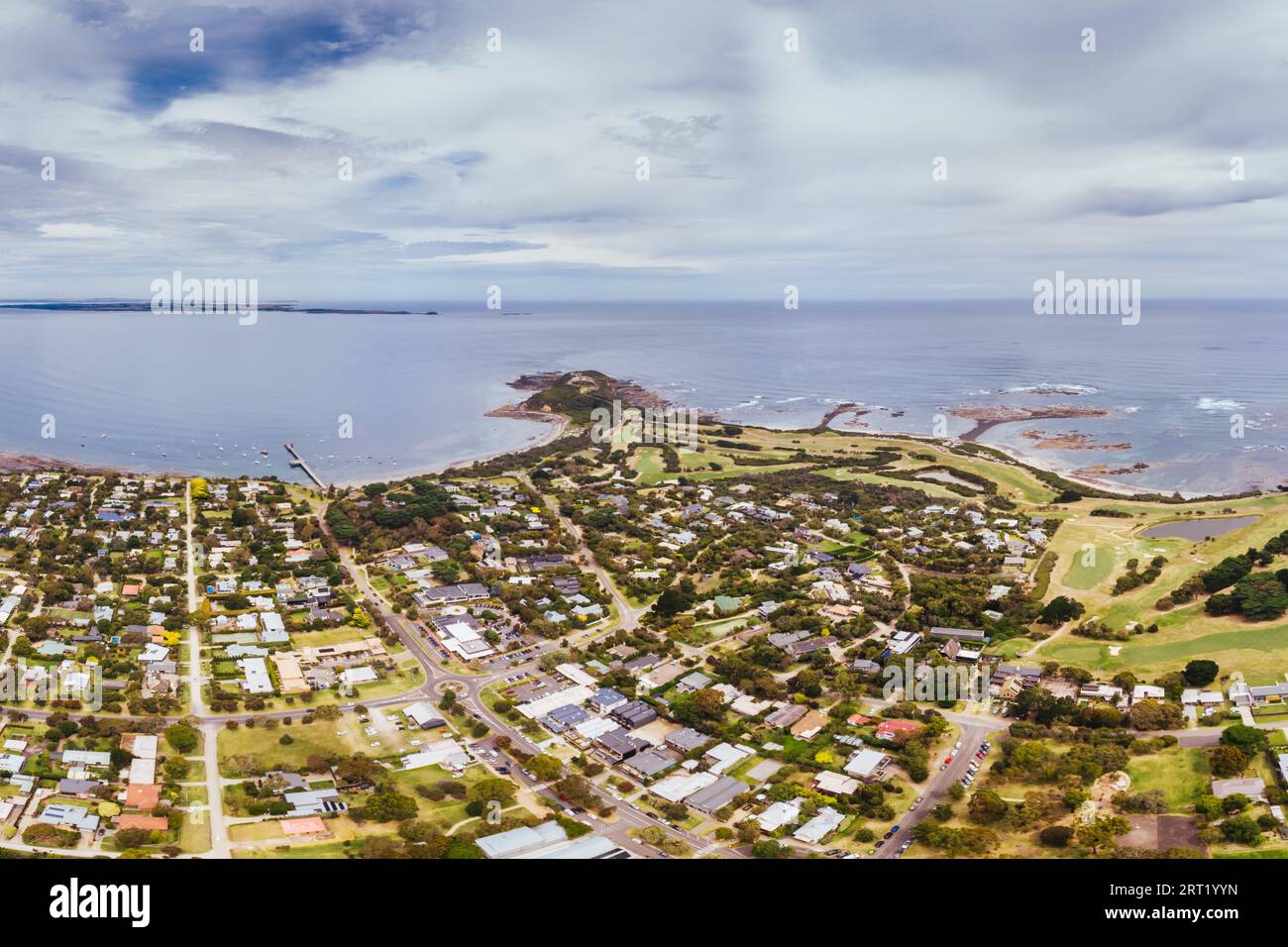 An aerial shot of Mornington Peninsula towards Flinders and Phillip ...