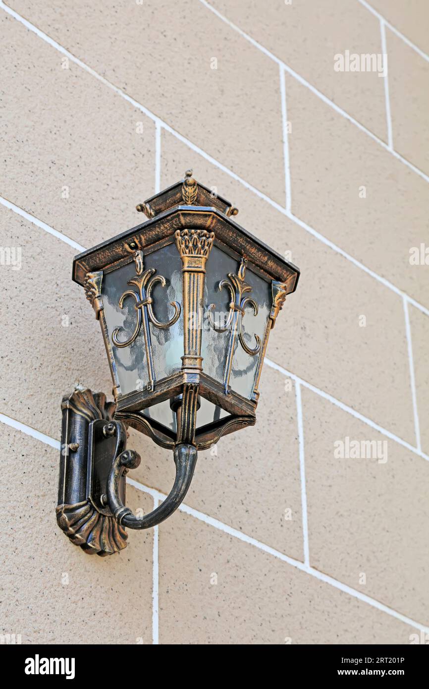 European lighting facilities on the gray wall Stock Photo - Alamy