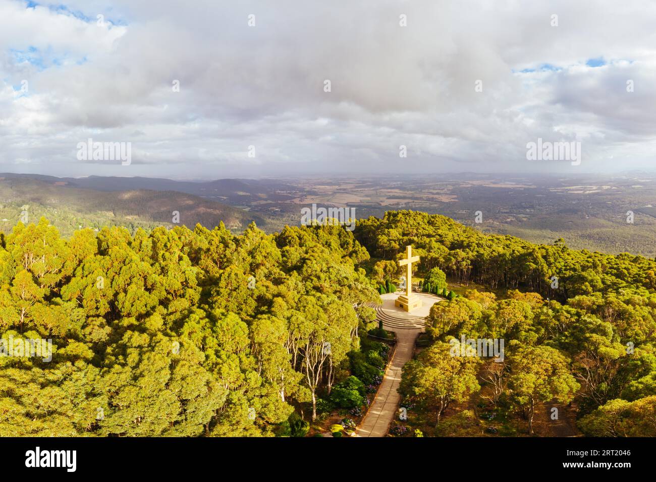 The iconic and popular Mount Macedon Memorial Cross with afternoon ...