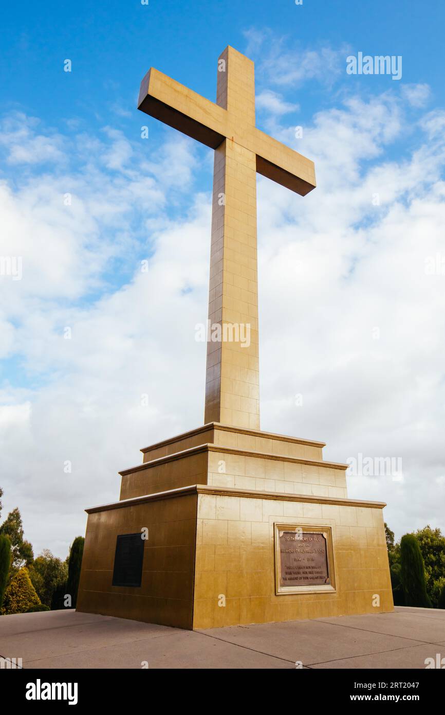 The iconic and popular Mount Macedon Memorial Cross with afternoon ...