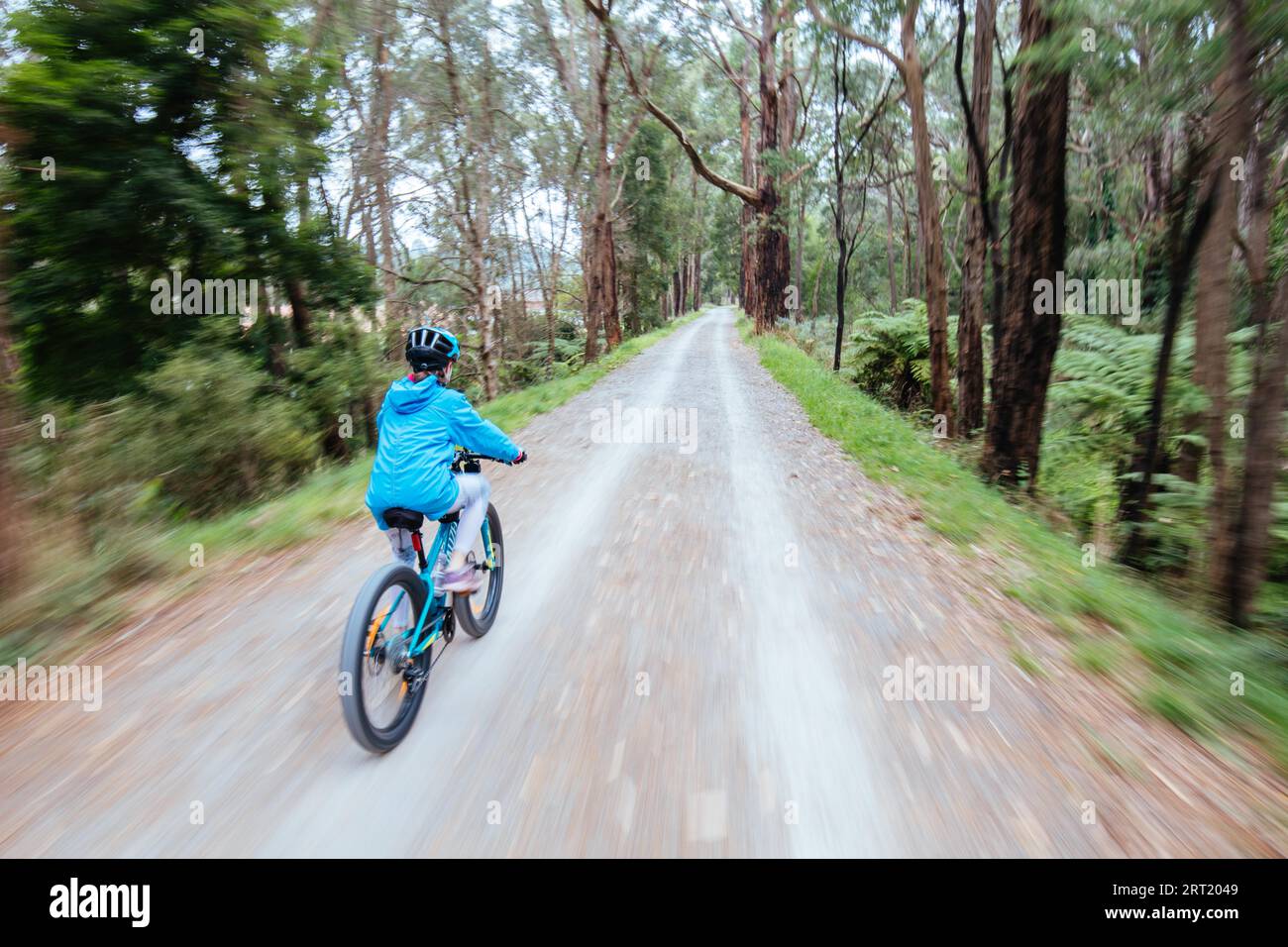 A child cycles at speed in Mt Evelyn on the popular Lilydale to ...
