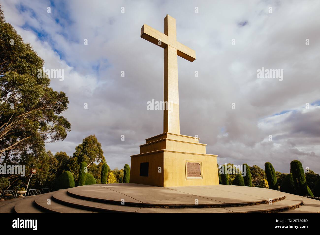 The iconic and popular Mount Macedon Memorial Cross with afternoon ...