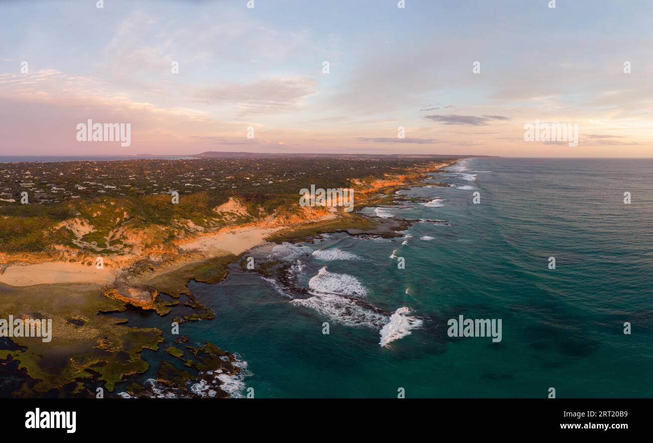 An aerial shot of Mornington Peninsula towards Point Nepean and Port ...
