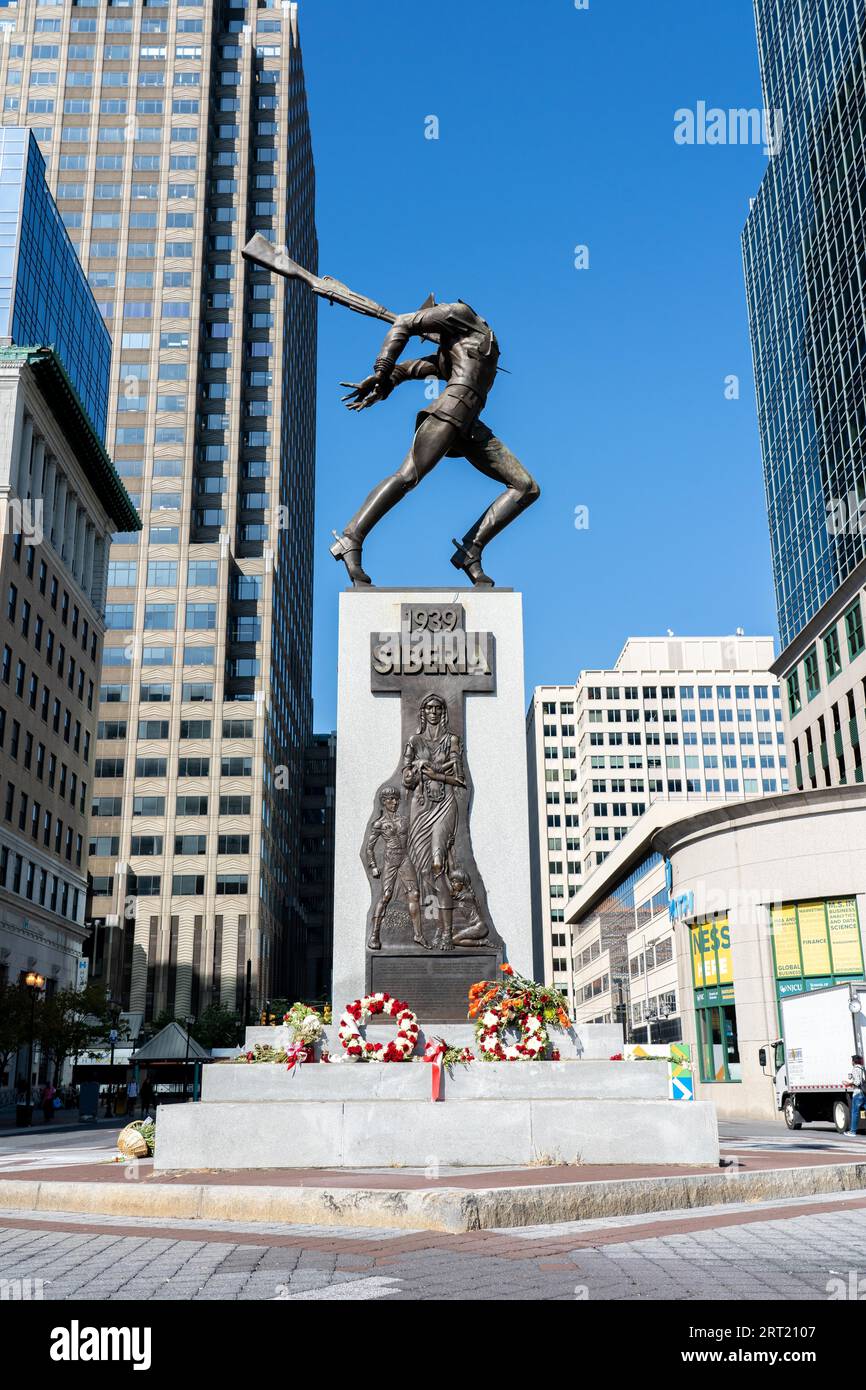 Jersey City, United States, September 19, 2019: The Katyn Memorial ...