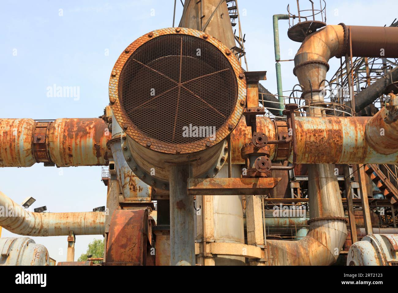 Steel pipe in the factory, closeup of photo Stock Photo - Alamy