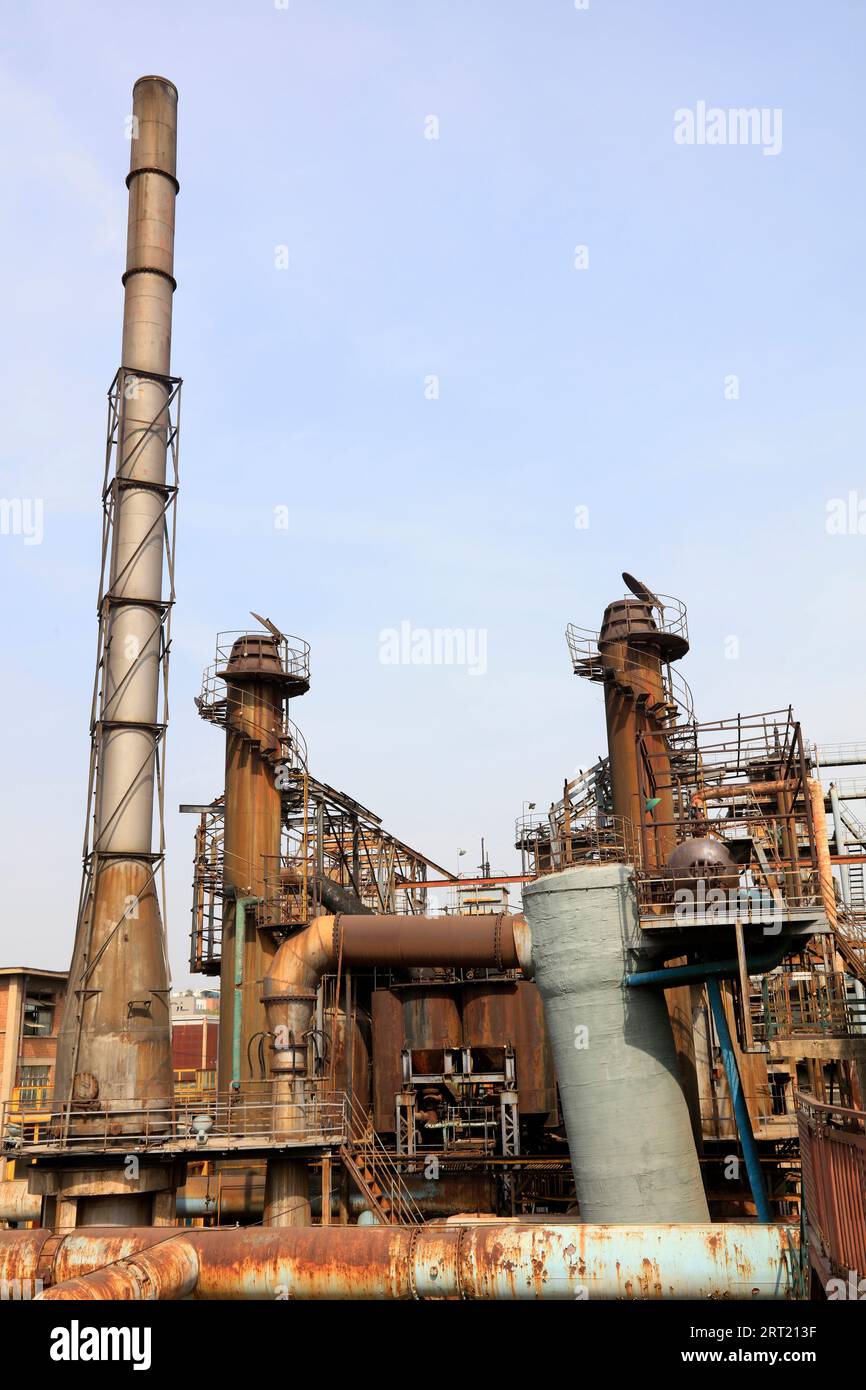 pipeline and chimney in the factory, closeup of photo Stock Photo - Alamy