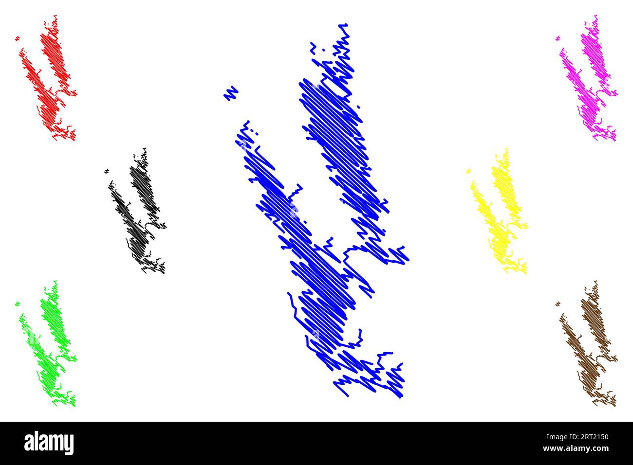 Lake Kaptai (People's Republic of Bangladesh) map vector illustration ...