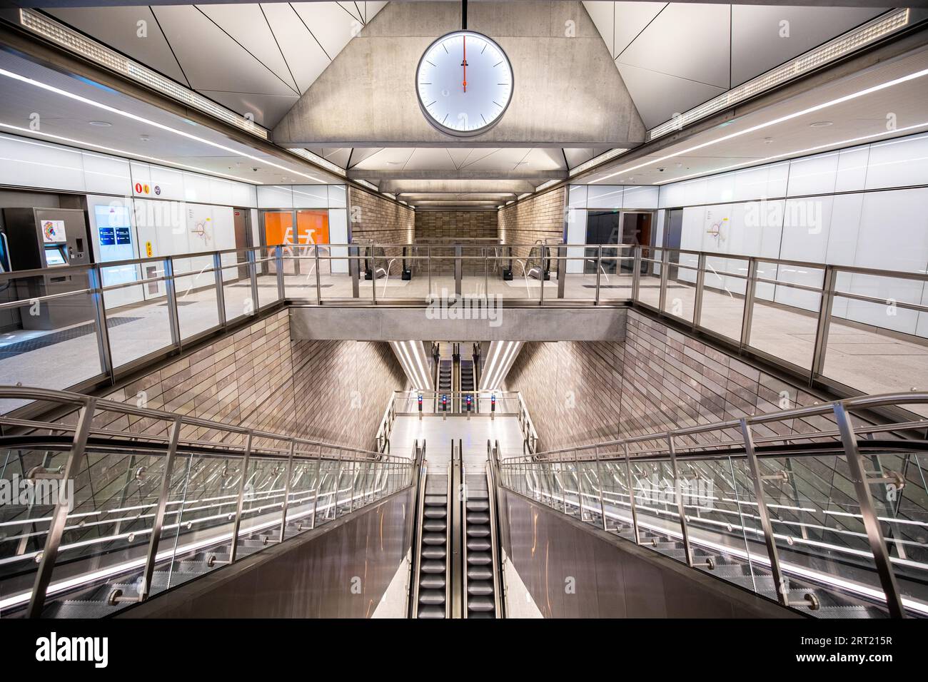 Copenhagen, Denmark, October 13, 2019: Interior view of the new metro ...