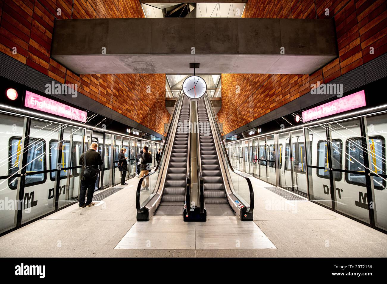 Copenhagen, Denmark, October 13, 2019: Interior view of the new metro ...