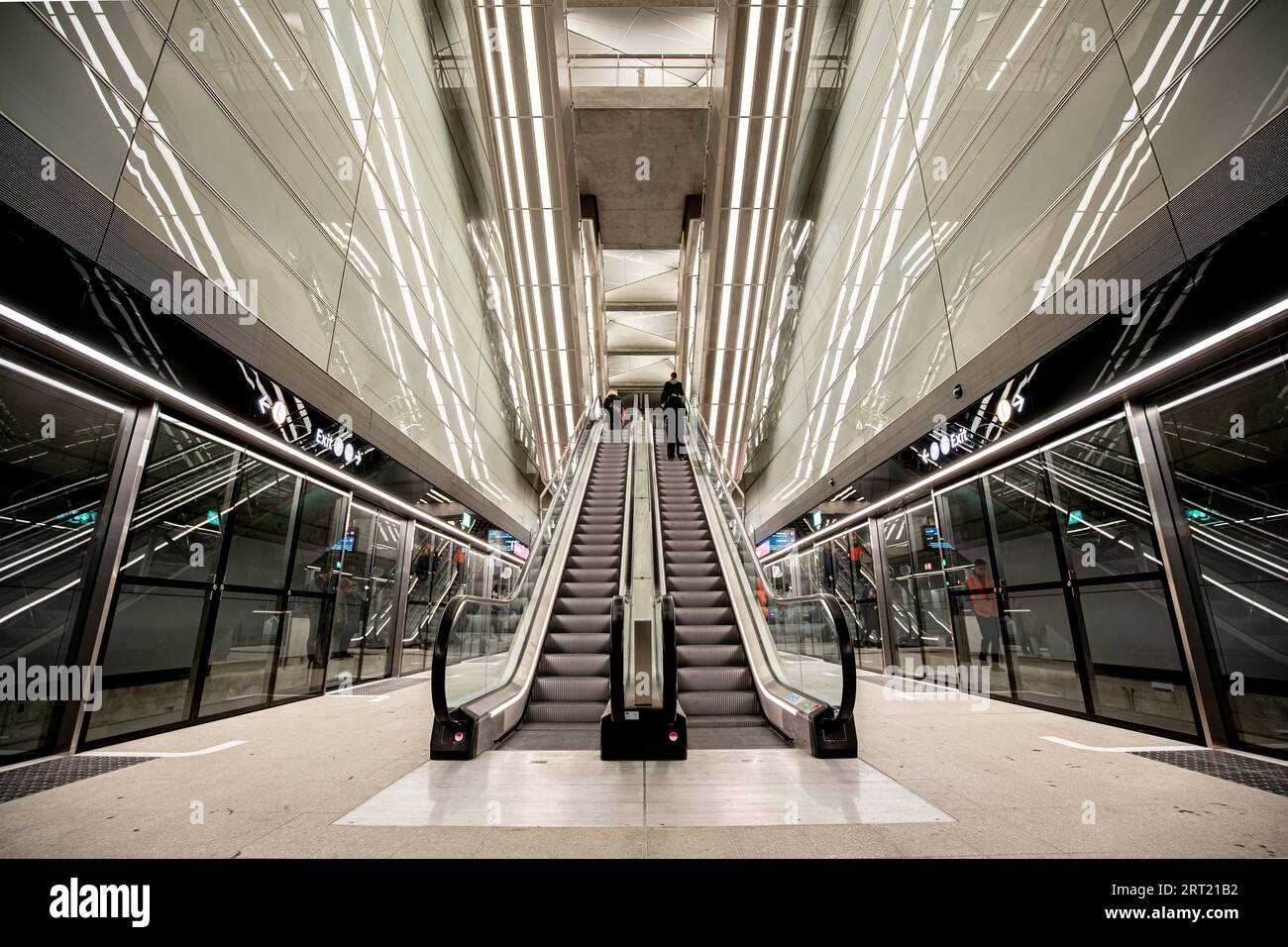 Copenhagen, Denmark, October 13, 2019: Interior view of the new metro ...