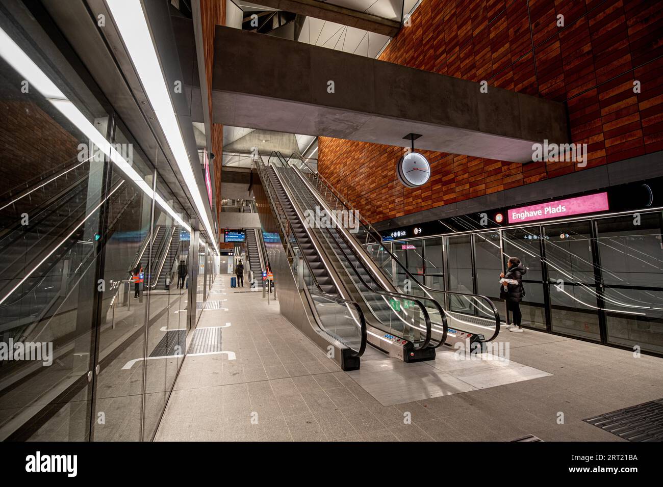 Copenhagen, Denmark, October 13, 2019: Interior view of the new metro ...