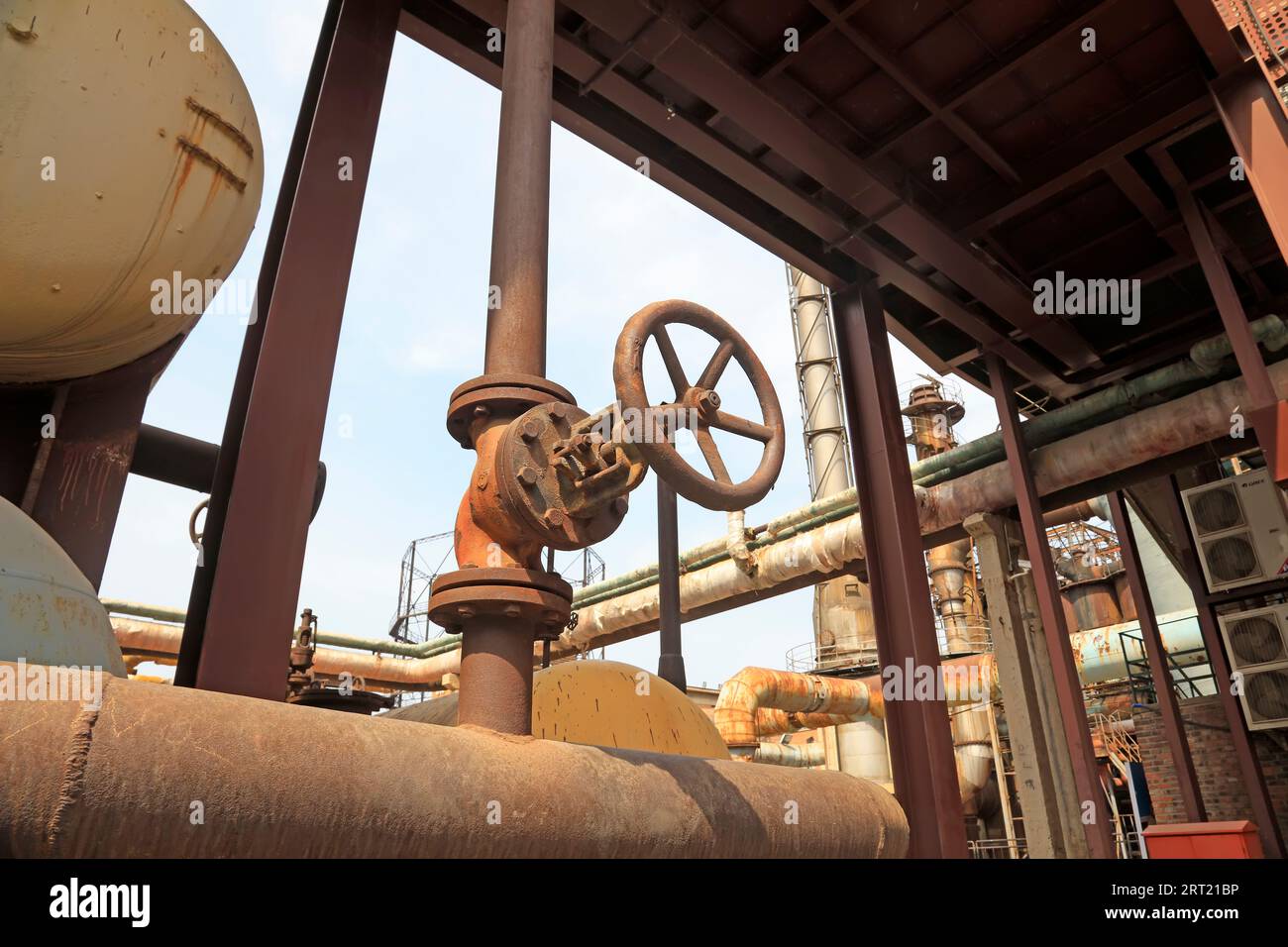 handwheel and metal pipes, closeup of photo Stock Photo - Alamy