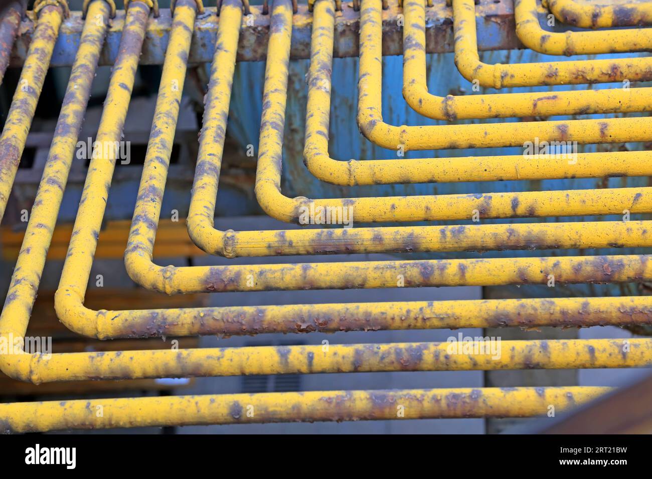 Intensive oxidation rust yellow steel pipe, closeup of photo Stock ...