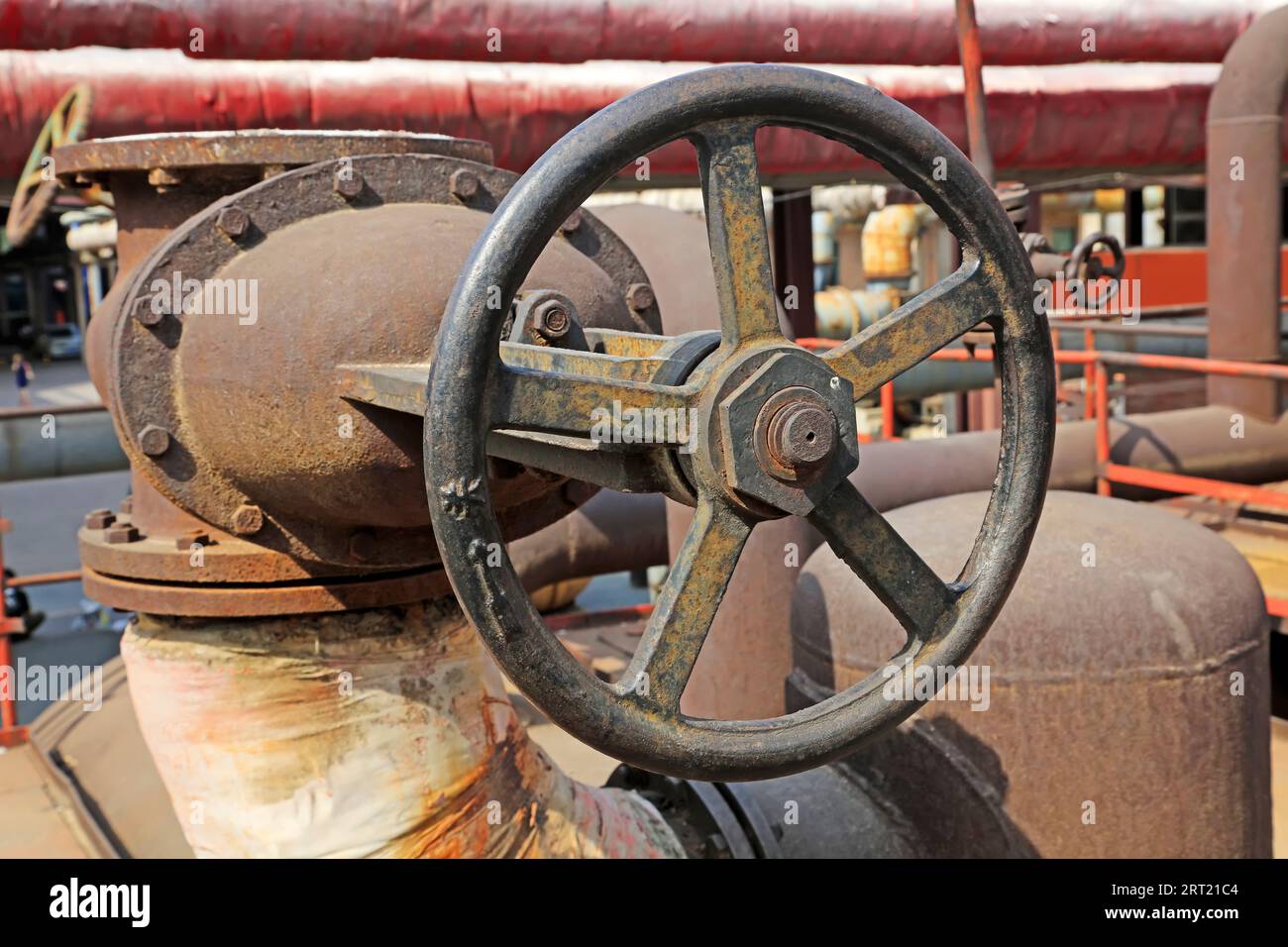 handwheel and metal pipes, closeup of photo Stock Photo - Alamy