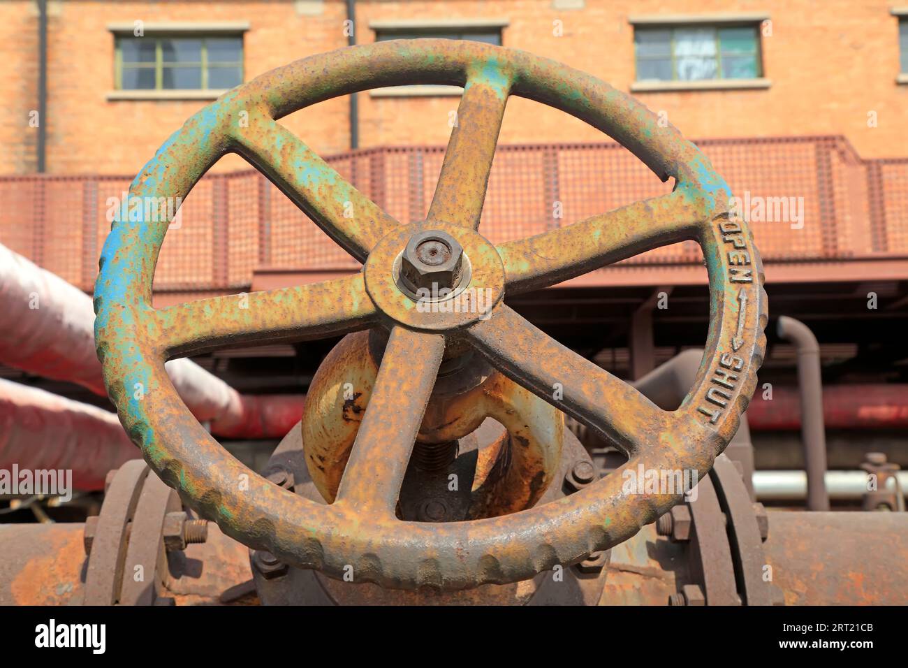 handwheel and metal pipes, closeup of photo Stock Photo - Alamy